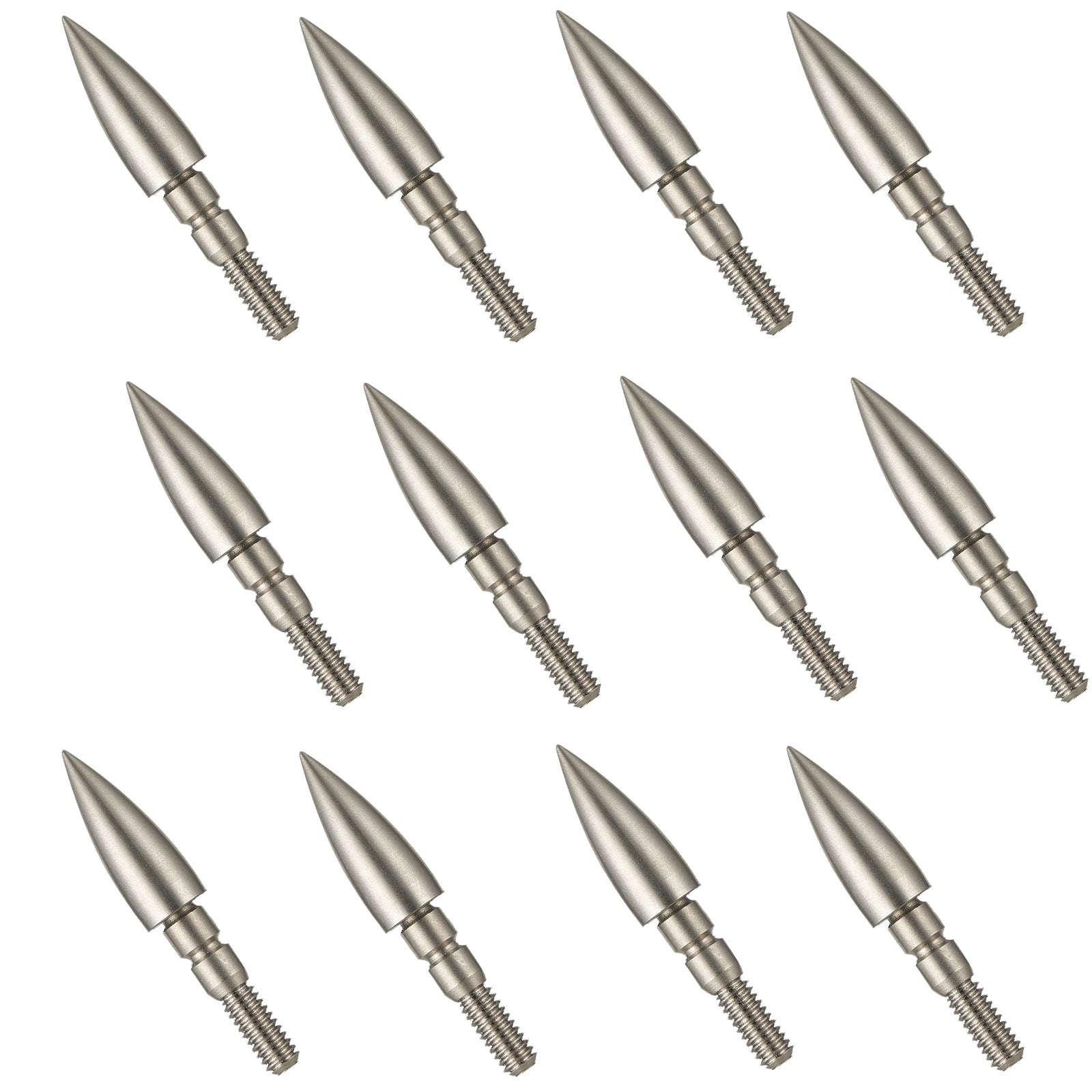 12x 100/125/150/200 Grain Target Points Wind-breaking Silver Archery P ...