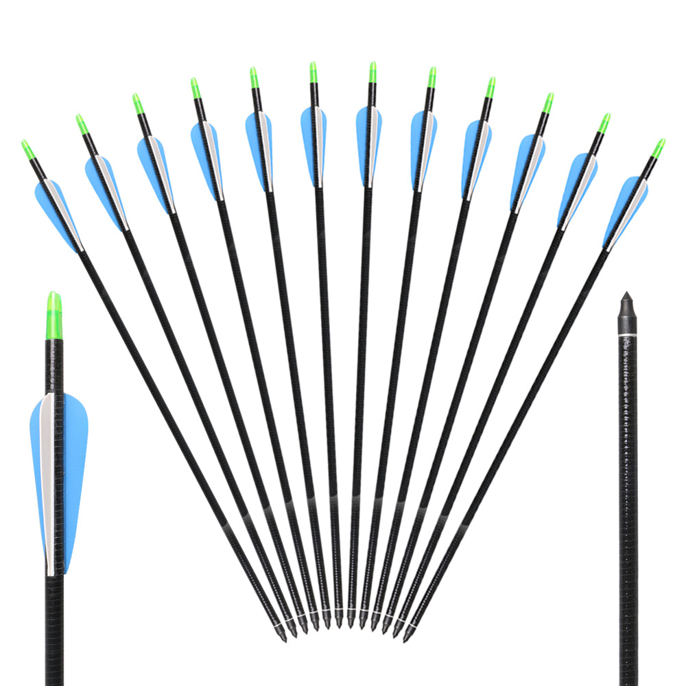 12x 32" OD 7.8mm Spine 500 Fletched Fiberglass Archery Arrows Replacea ...