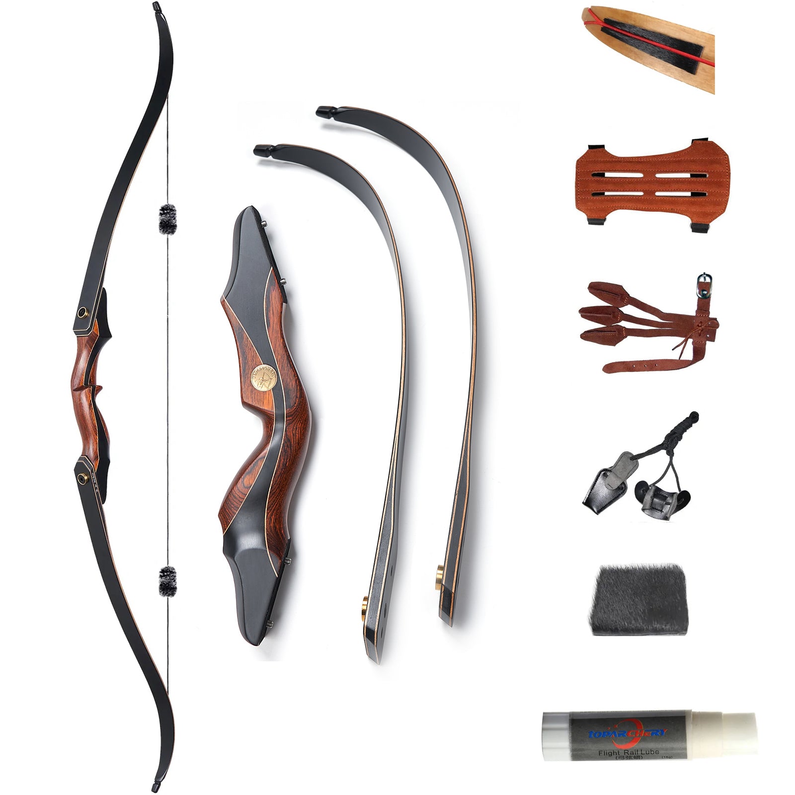 60" Laminated 25-50lbs Takedown Recurve Bow Red Riser Armguard Finger ...