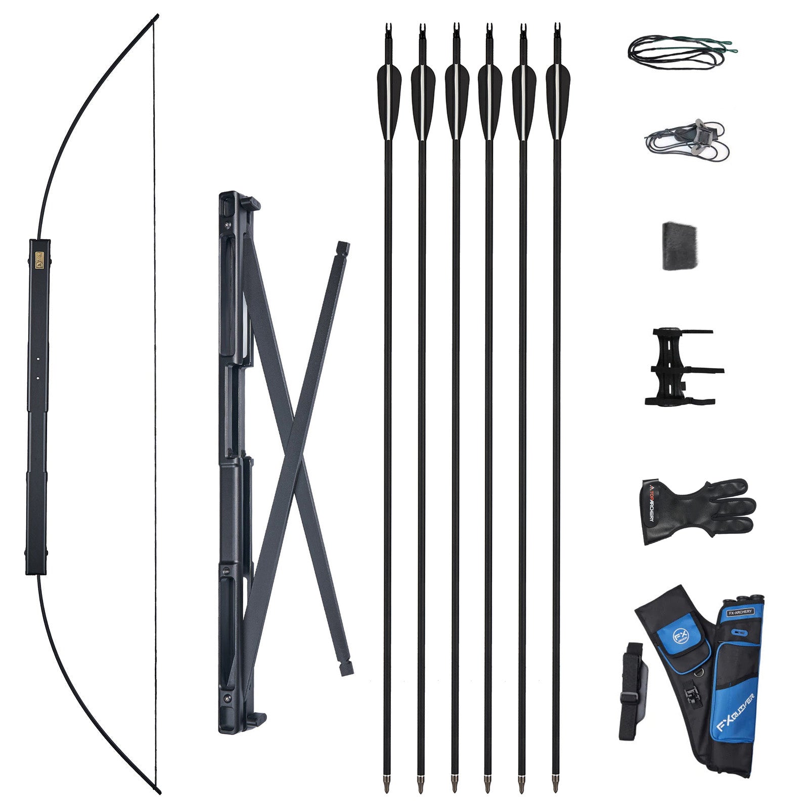 40/60lbs CFSB Compact Folding Survival Bow 6x Carbon Arrows 3-tube Qui ...