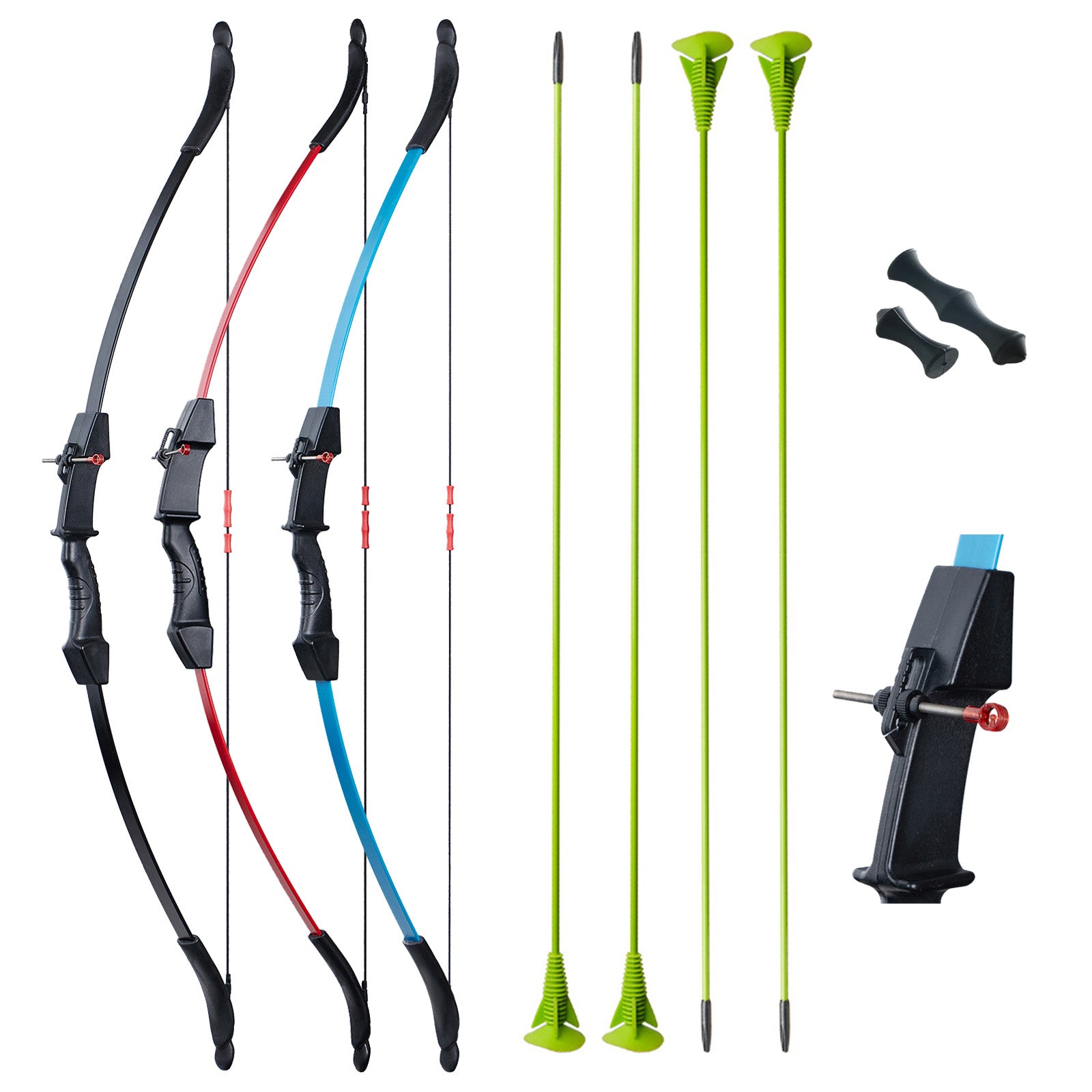 Kids Takedown Black/Blue/Red Archery Bow with 4 Sucker Arrows String S ...